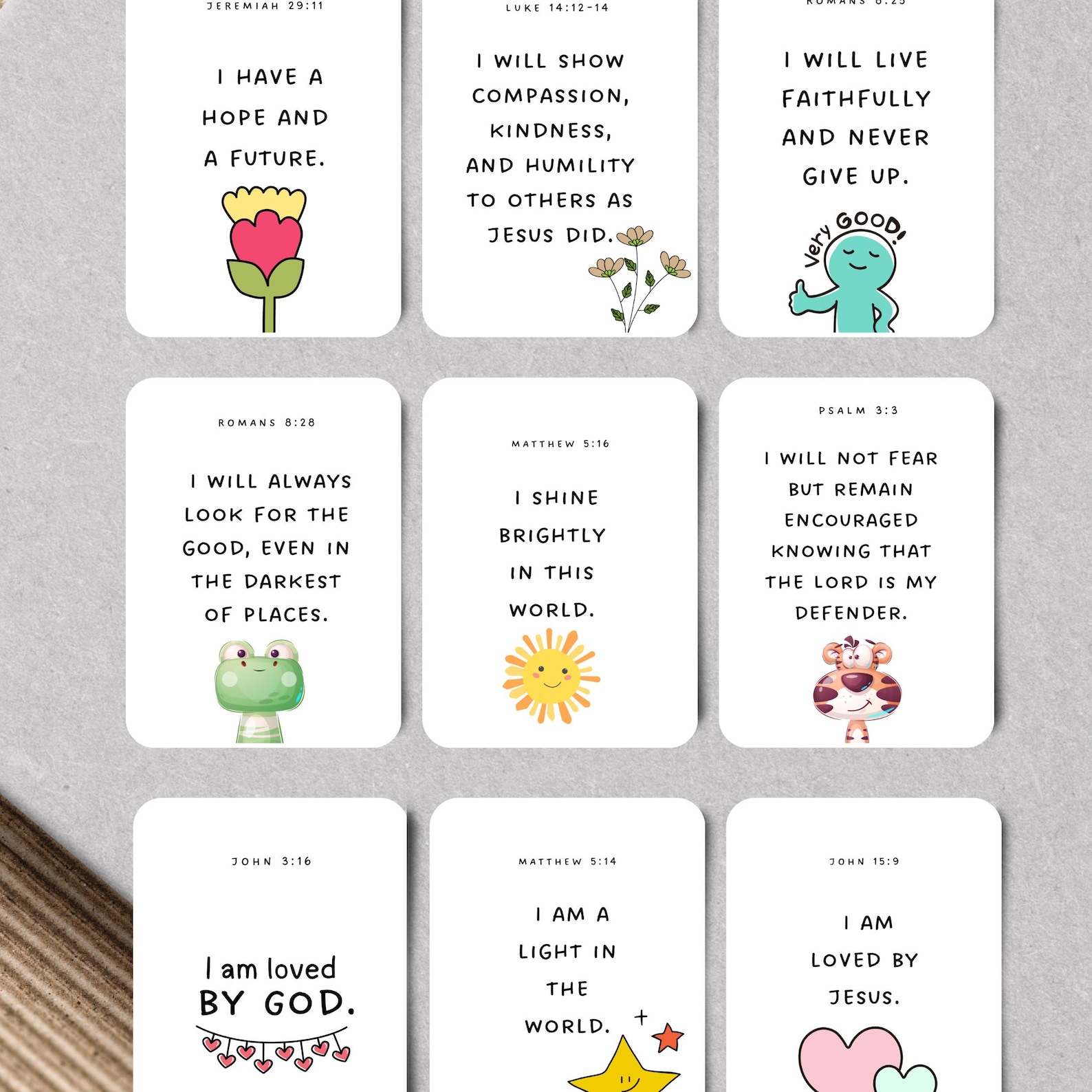 Kids Bible Affirmation Cards, Affirmation Cards for Kids, Montessori ...