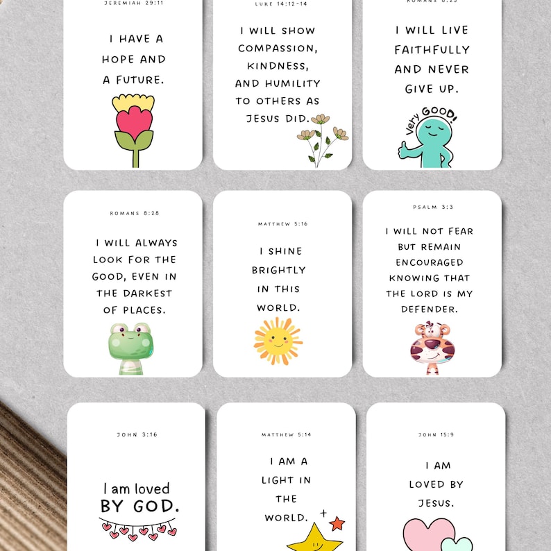 Kids Bible Affirmation Cards, Affirmation Cards for Kids, Montessori ...