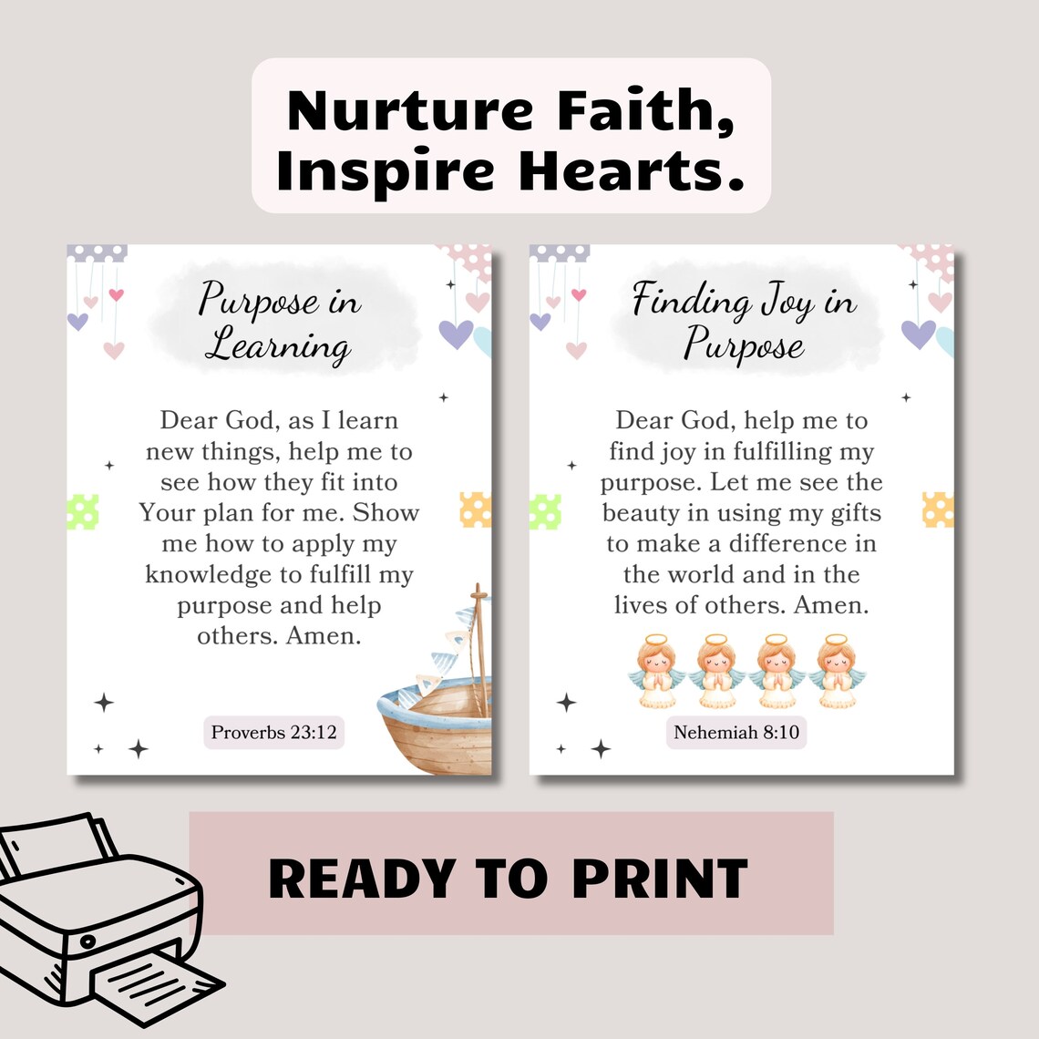 20 Prayer Scripture Cards With Bible Verses Childrens Bible Studies ...