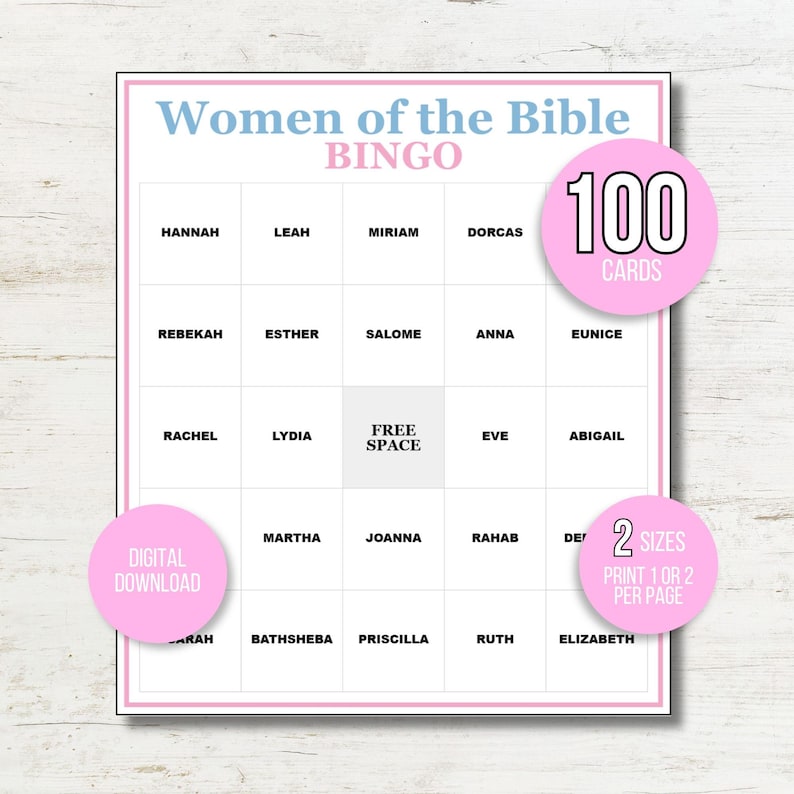 Women of the Bible Bingo Game Printable, Women’s Ministry Bible Study ...