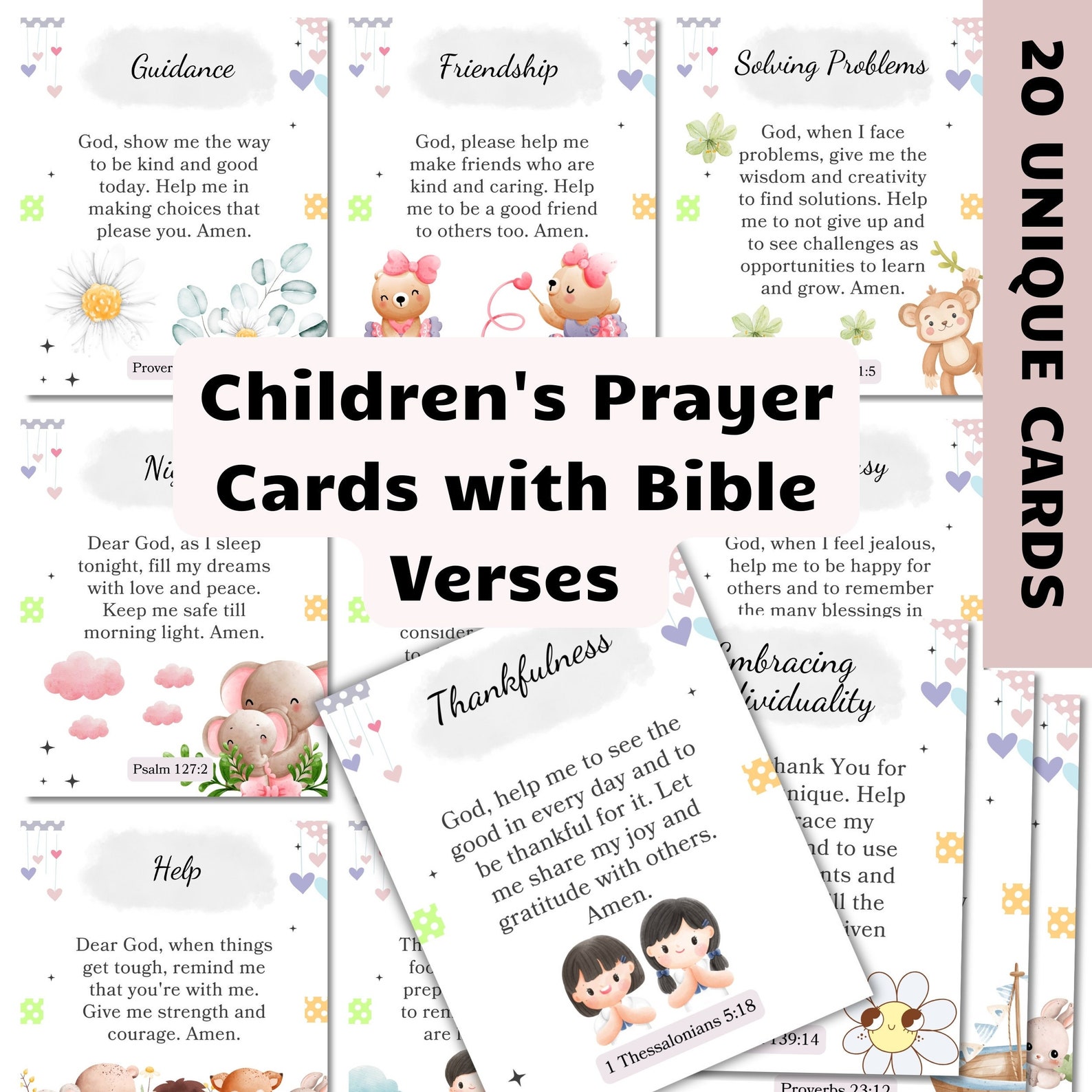20 Prayer Scripture Cards With Bible Verses | Children’s Bible Studies ...