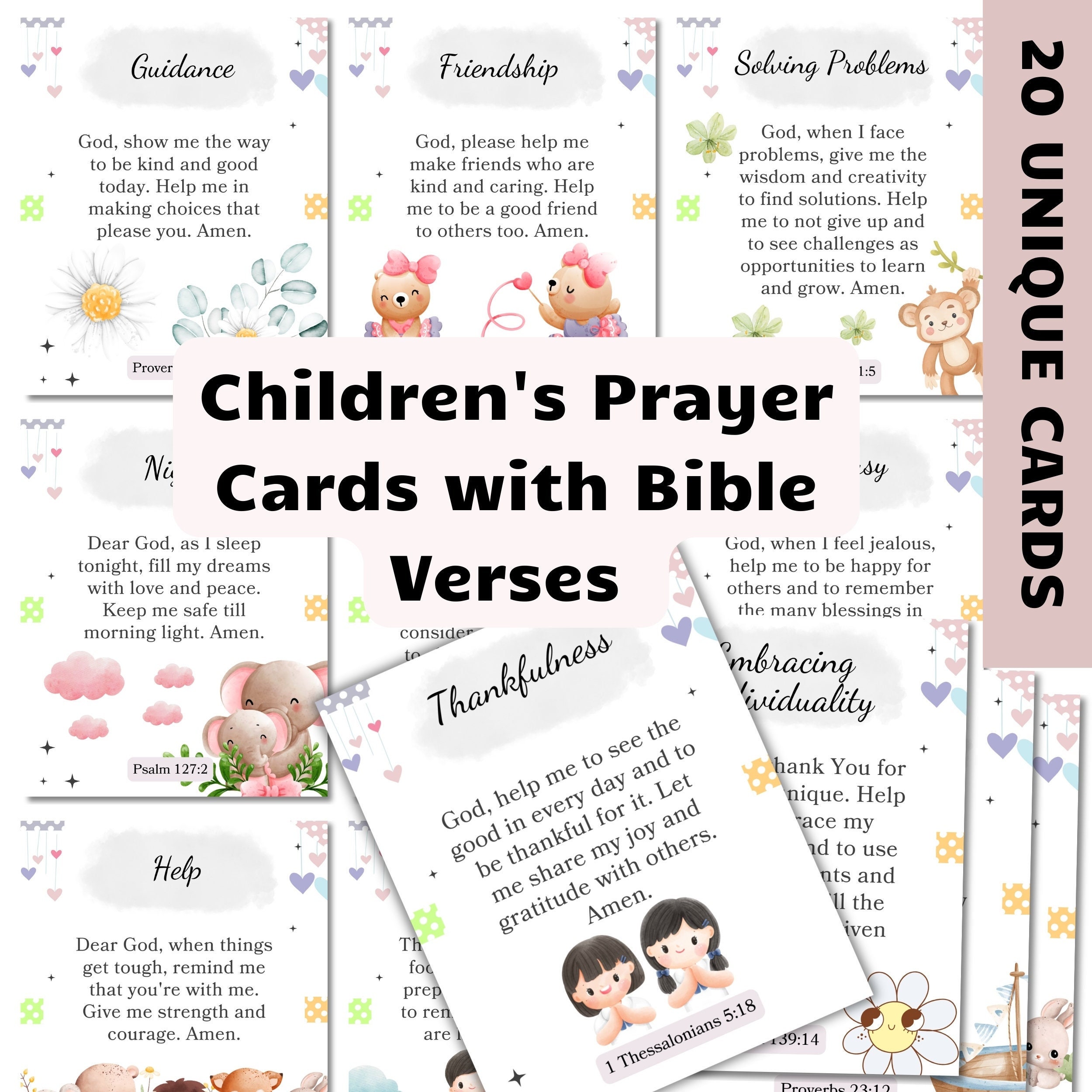 20 Prayer Scripture Cards With Bible Verses | Children’s Bible Studies ...