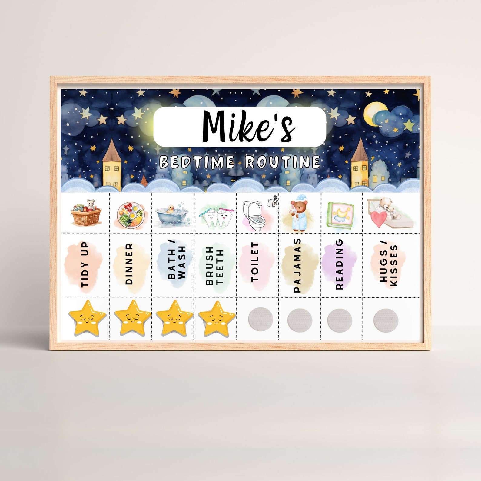 Bedtime Routine Chart Printable for Kids, Toddler Evening, Chore Chart ...