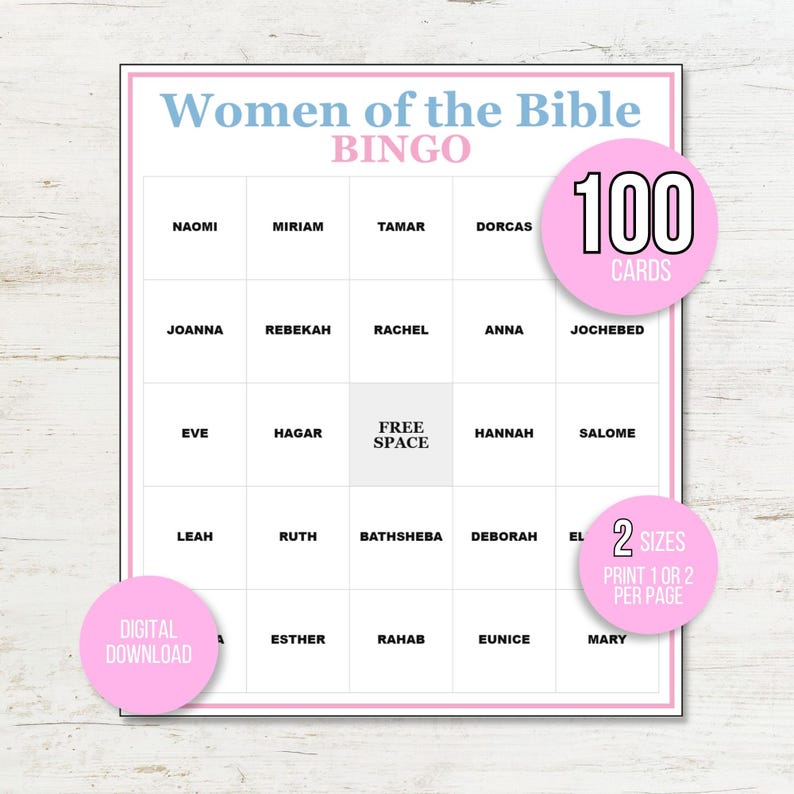Women of the Bible Bingo Game Printable, Women’s Ministry Bible Study ...