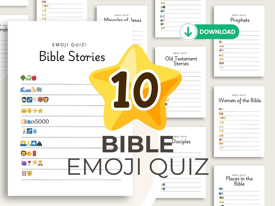 10 Bible Emoji Quiz Printable Bundle | Christian Games | Sunday School ...