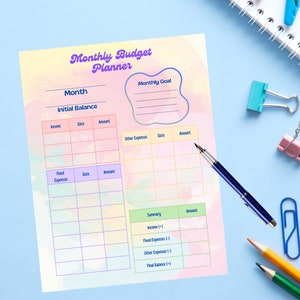 Printable Monthly Budget Monthly Income & Expense Recorder - Etsy