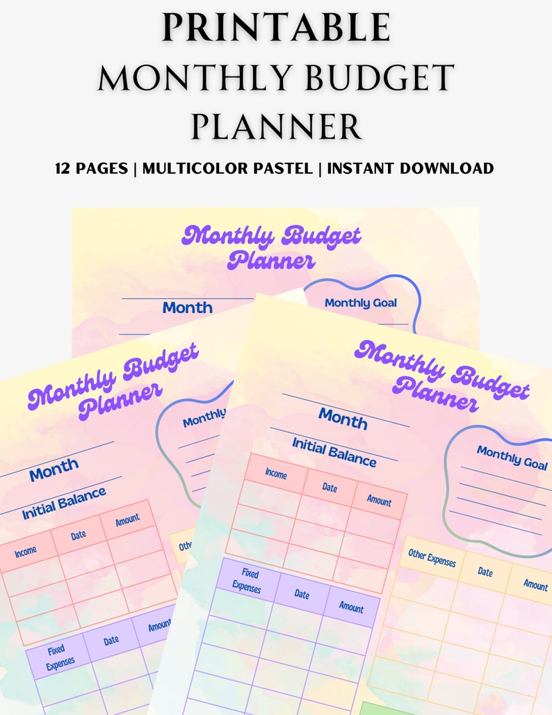 Printable Monthly Budget Monthly Income & Expense Recorder - Etsy