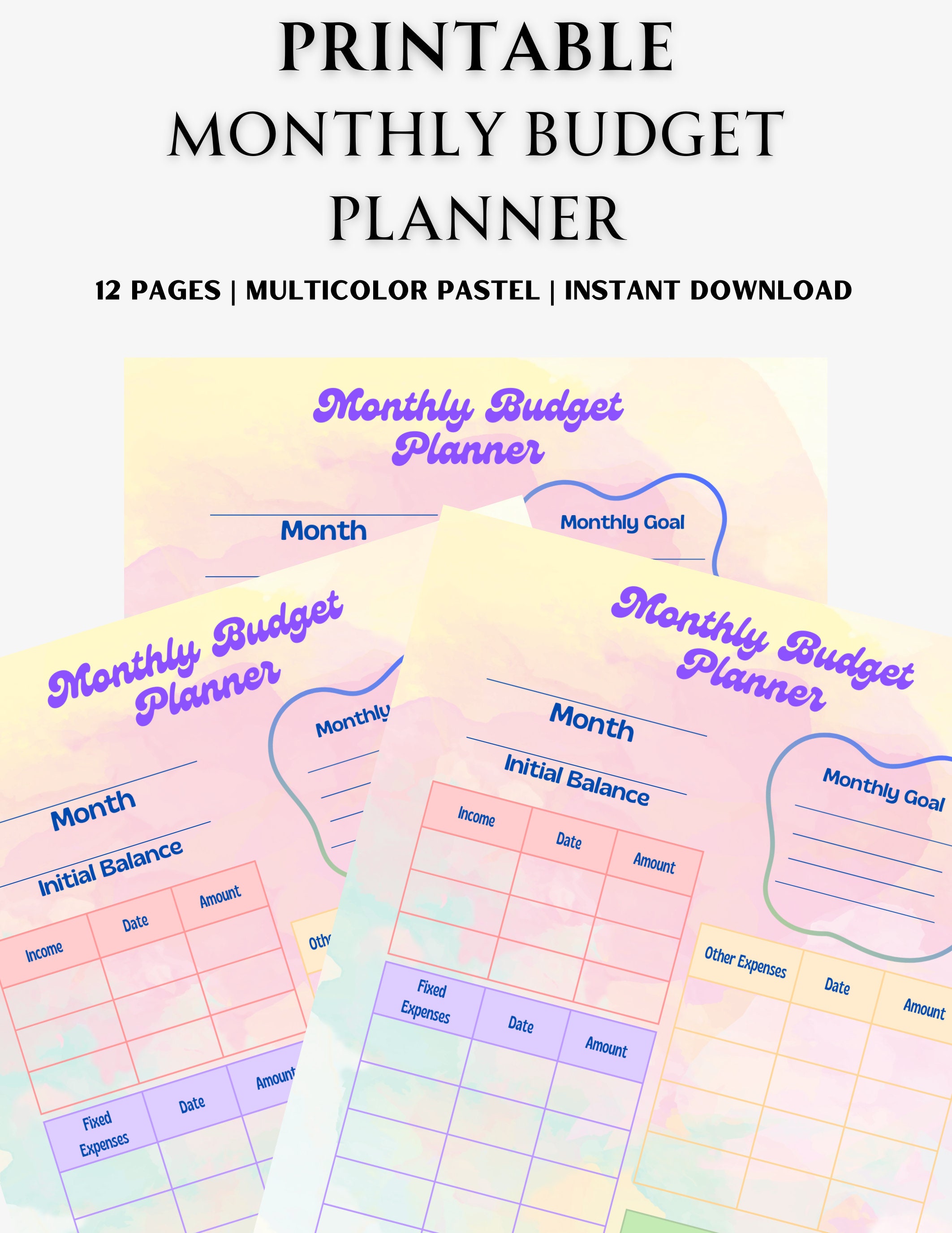Printable Monthly Budget Monthly Income & Expense Recorder - Etsy
