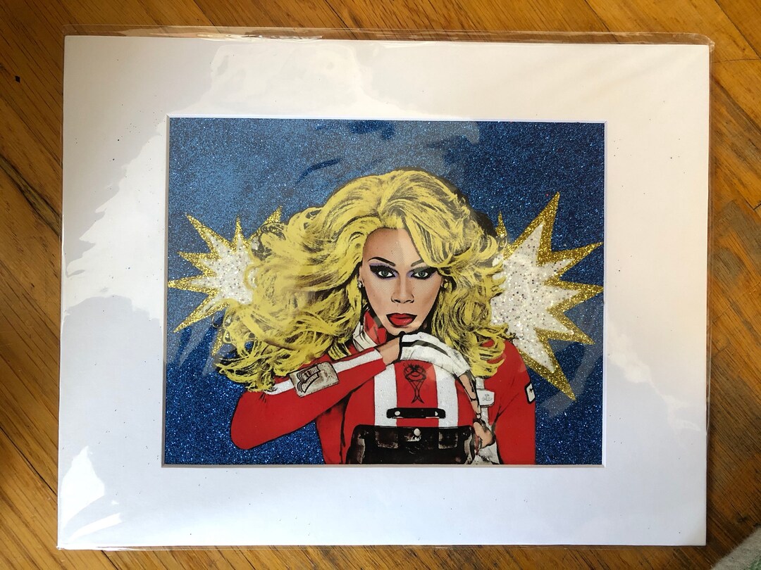 RUPAUL CHARLES rupaul's Drag Race Hand Glittered 8x10 Print in an 11x14 ...