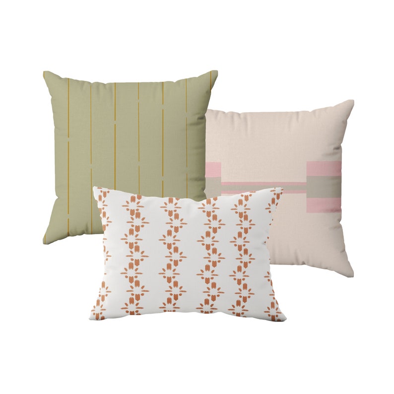 Pillow Combo • Sage Green and Blush Pink Pillow Covers • 12x24, 18x18 ...