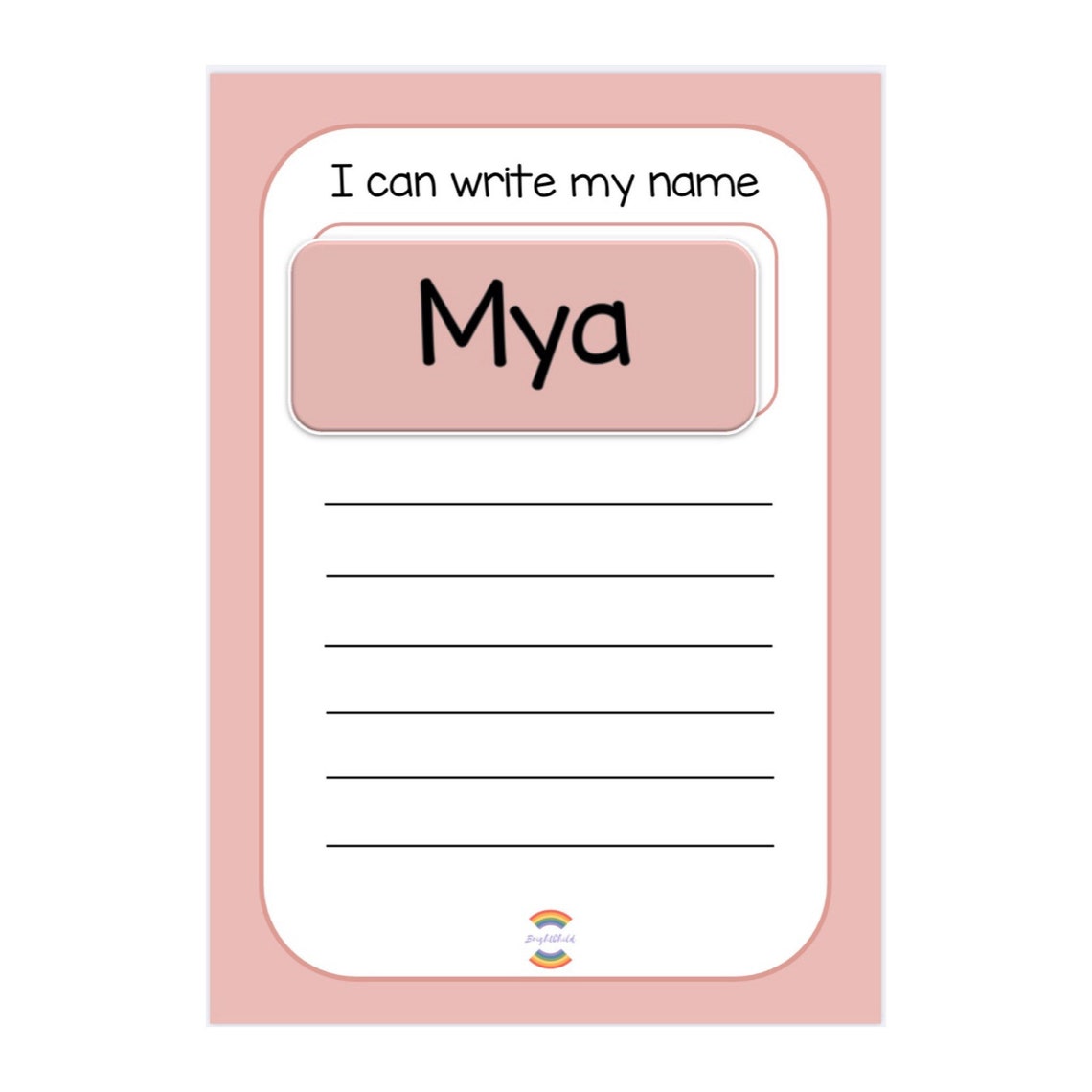 I Can Write My Name Personalised Learning Mat Detachable Velcro Name ...