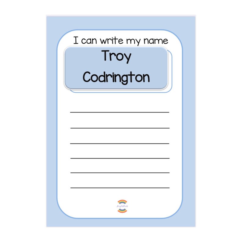 I Can Write My Name Personalised Learning Mat Detachable Velcro Name ...