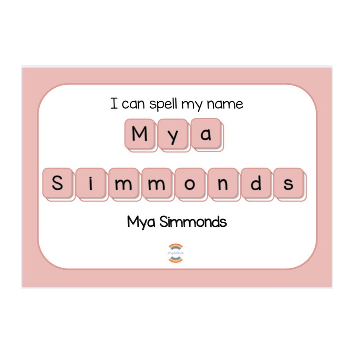 I Can Spell My Name Personalised Learning Mat Laminated - Etsy UK