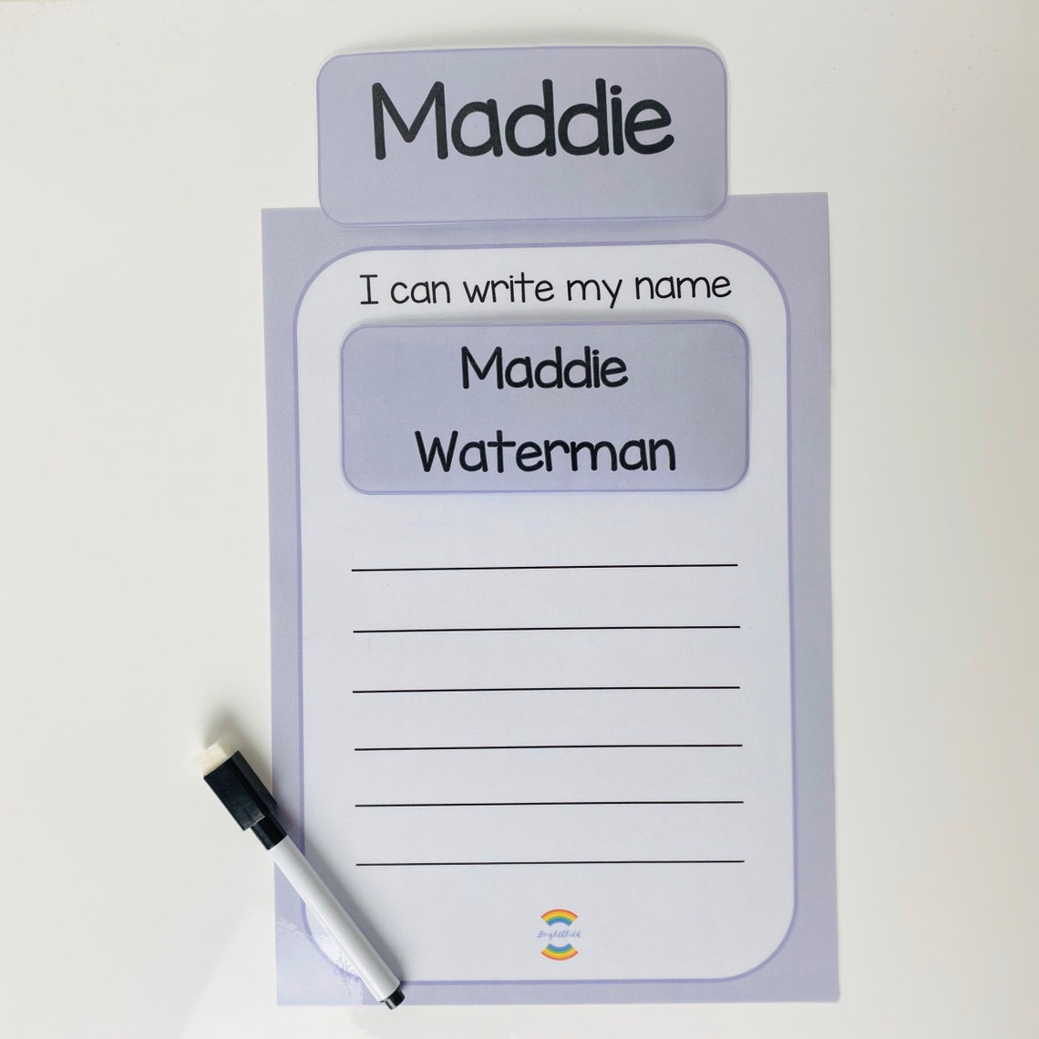 I Can Write My Name Personalised Learning Mat Detachable Velcro Name ...