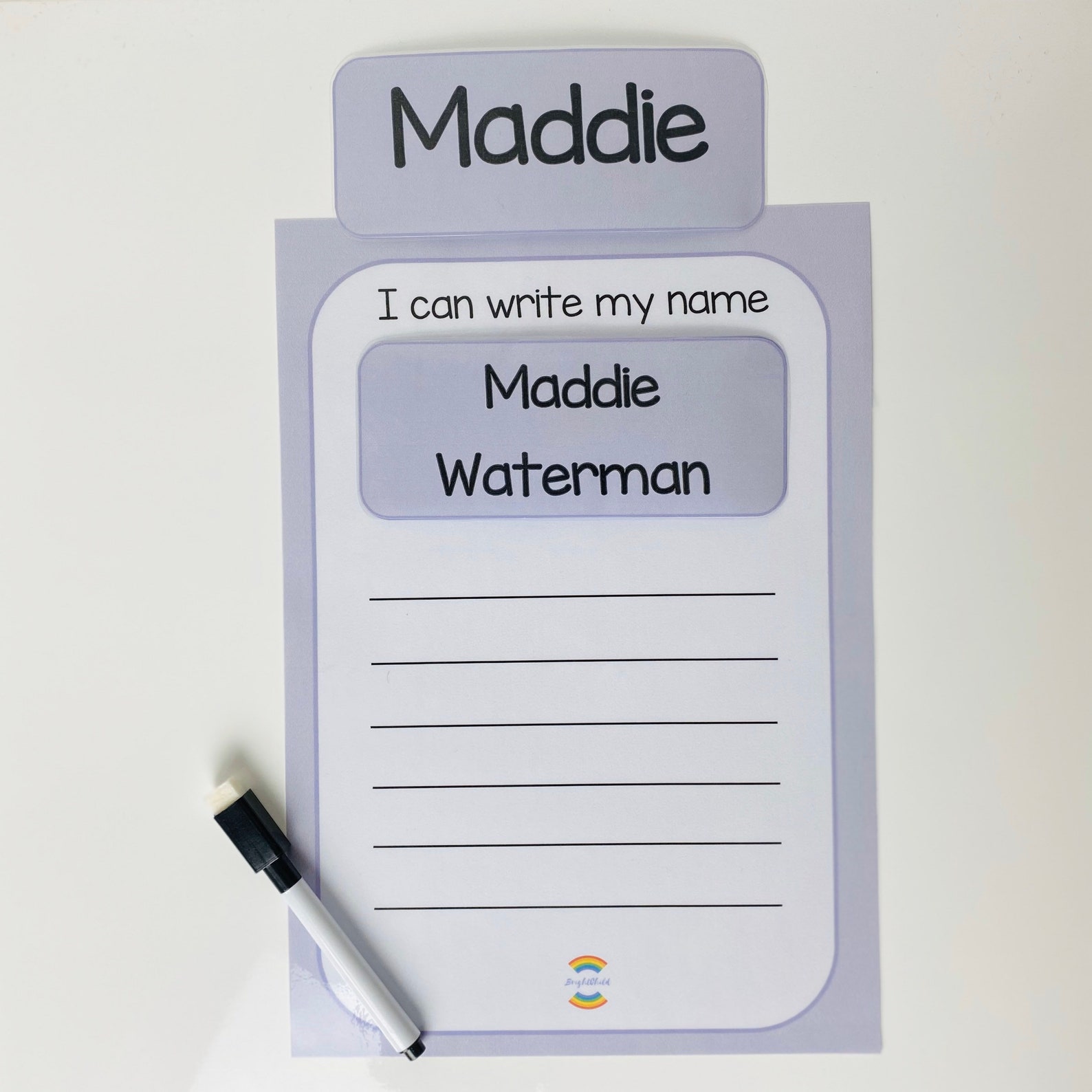 I Can Write My Name Personalised Learning Mat Detachable Velcro Name ...