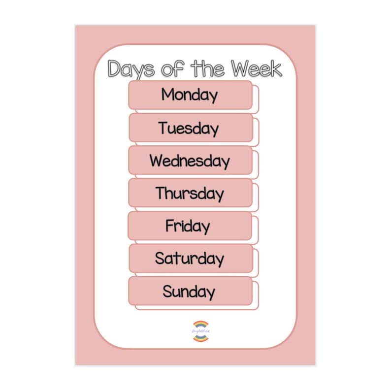 Days of the Week | Laminated Learning Mat | Velcro Attached Day Cards ...