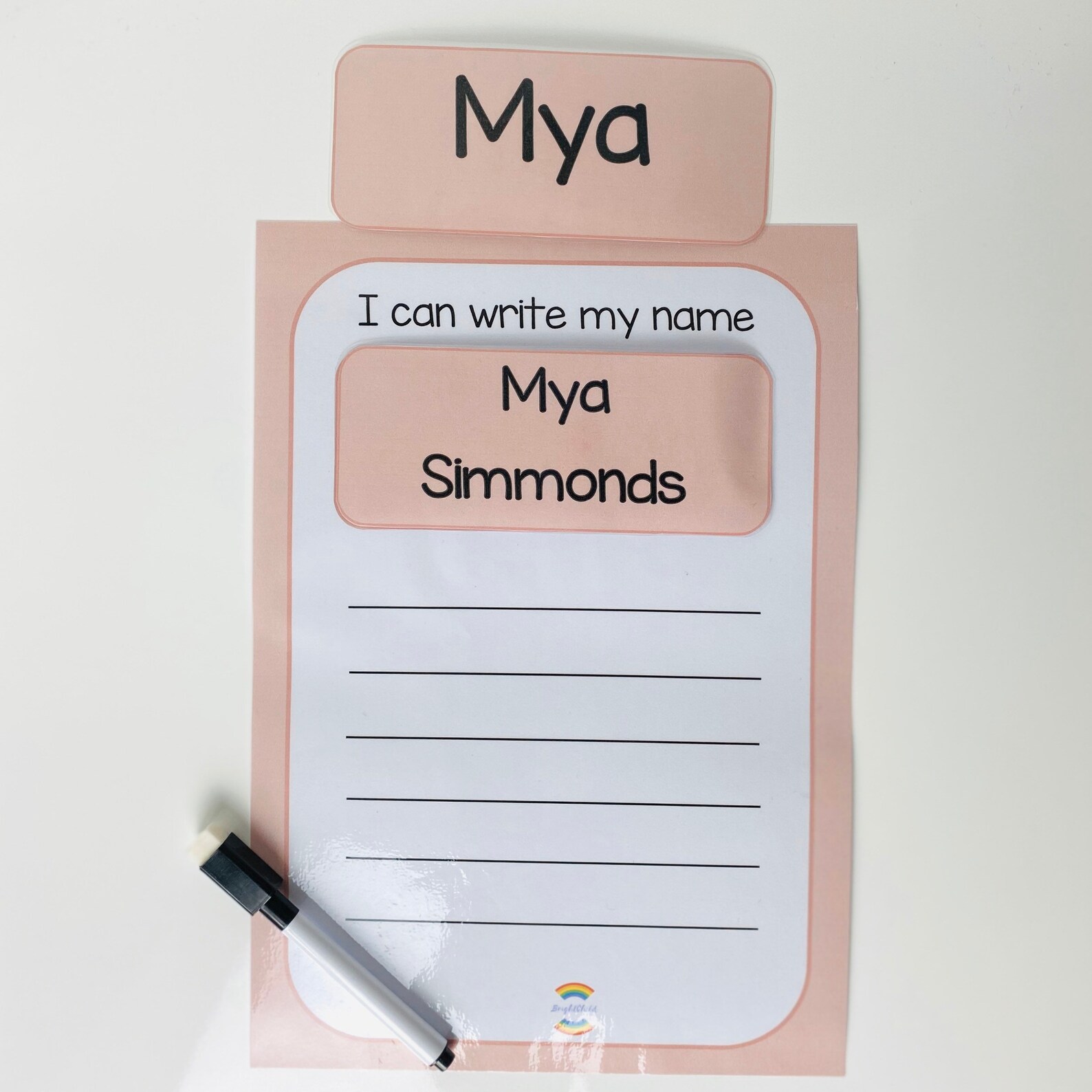 I Can Write My Name Personalised Learning Mat Detachable Velcro Name ...