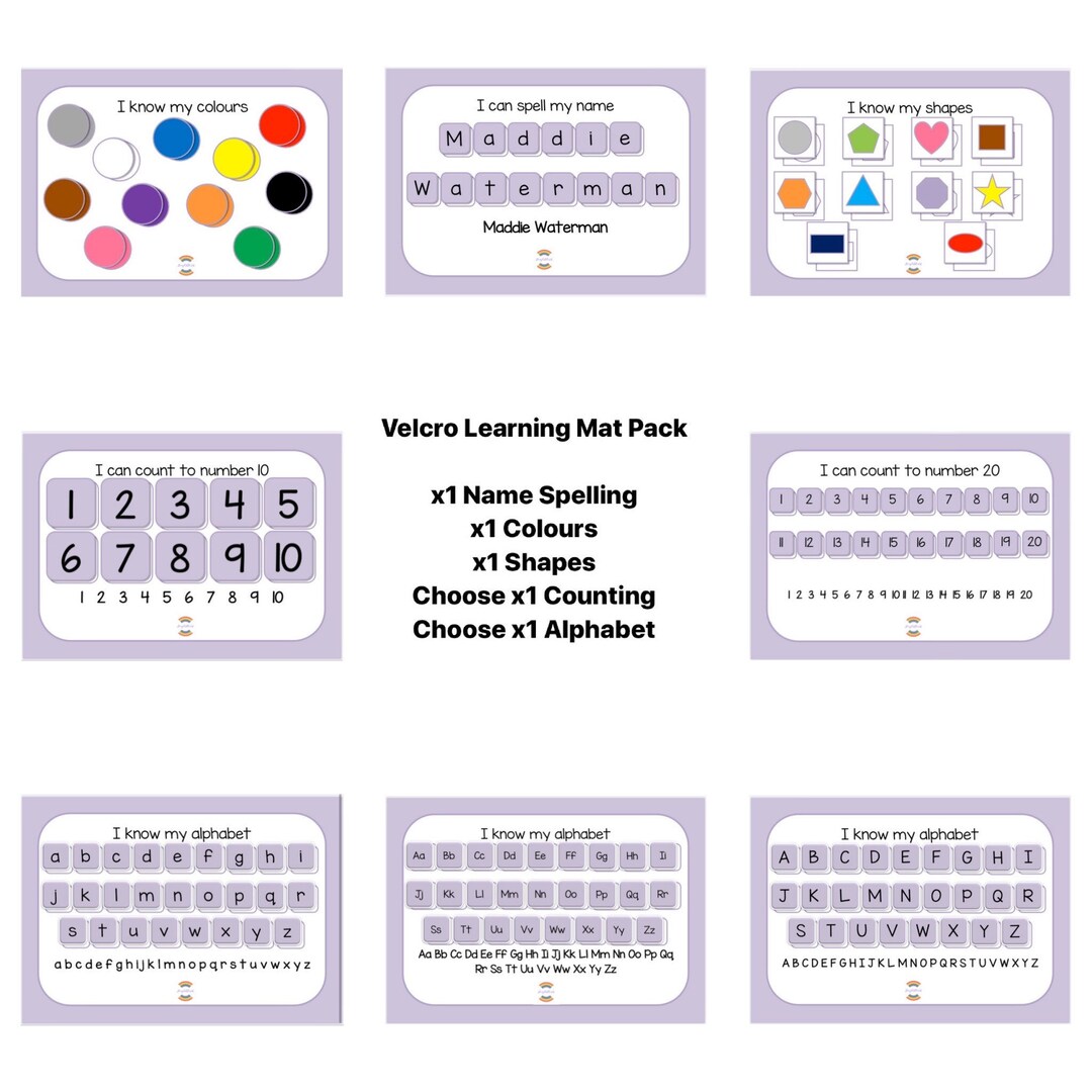 Learning Mat Pack - Velcro (5 Learning Mats) - Etsy