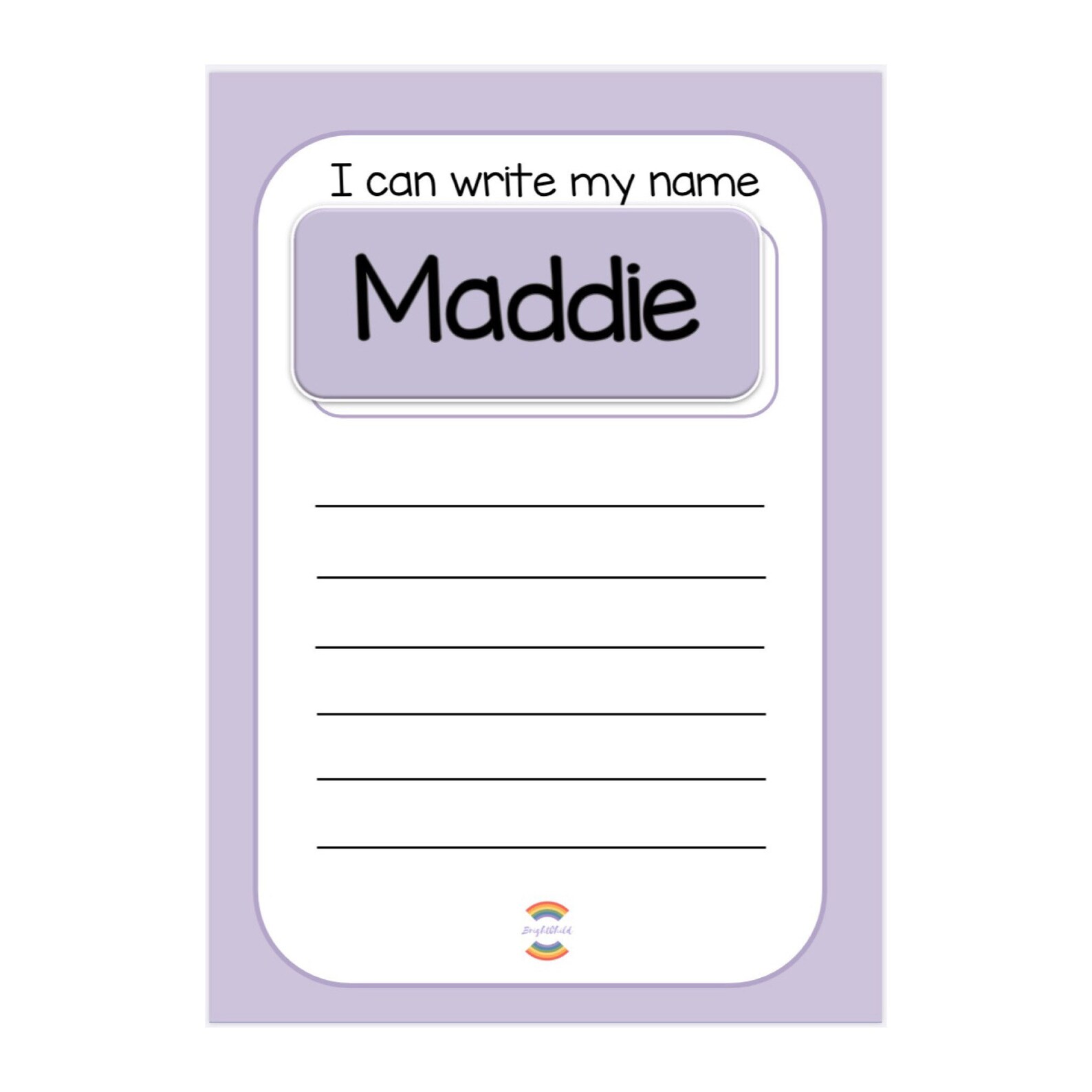 I Can Write My Name Personalised Learning Mat Detachable Velcro Name ...