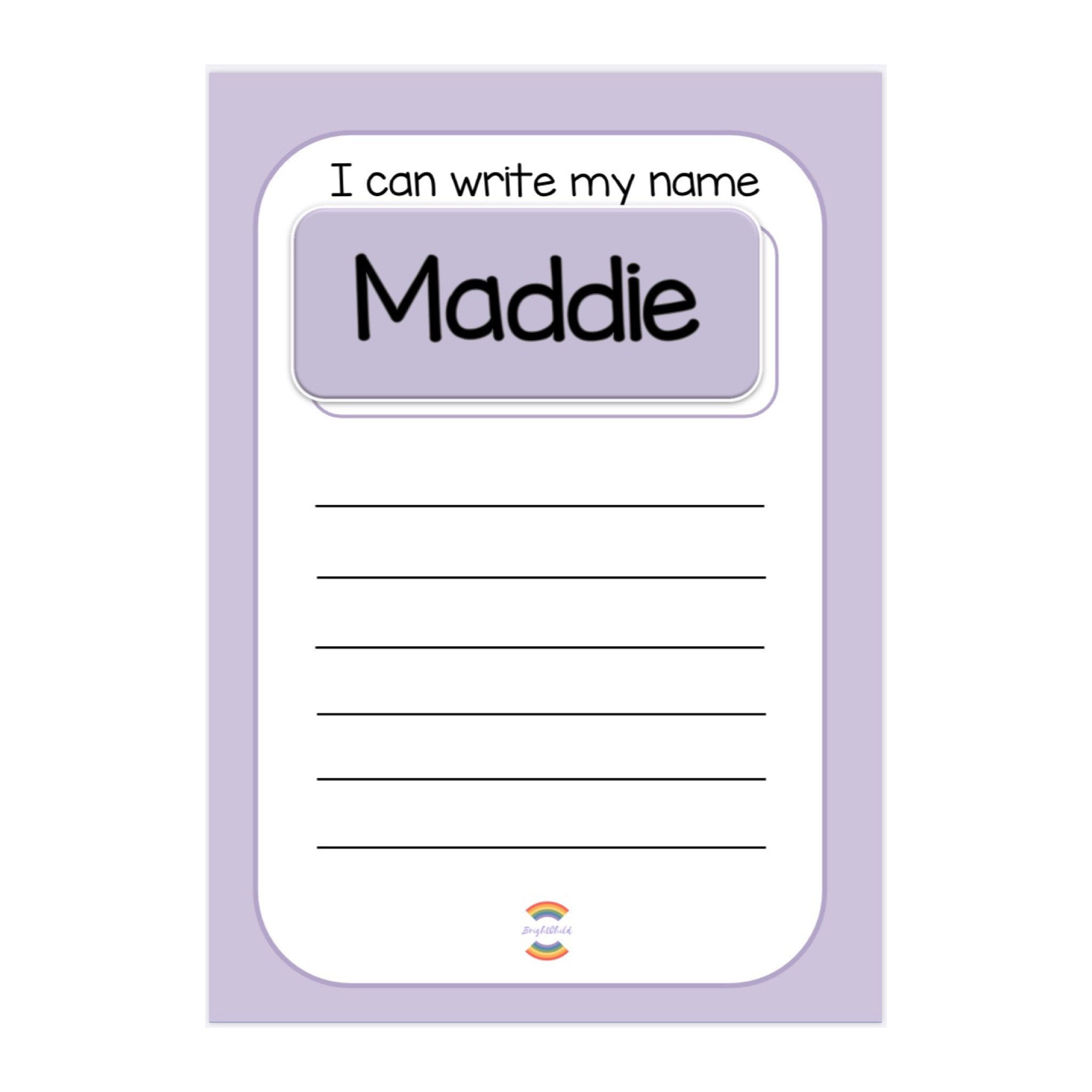 I Can Write My Name Personalised Learning Mat Detachable Velcro Name ...