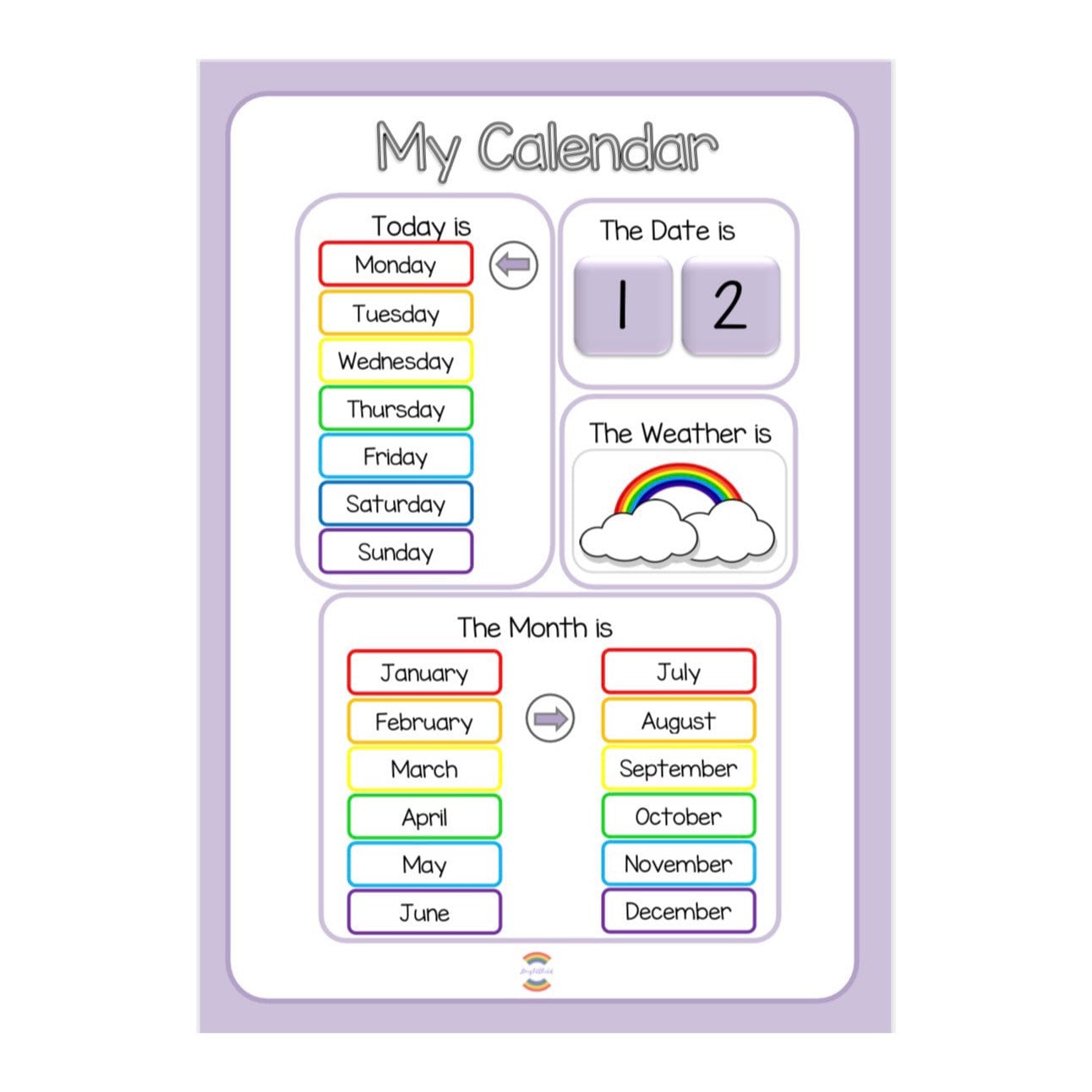 Daily My Calendar Learning Mat Day Date Weather Month | Etsy
