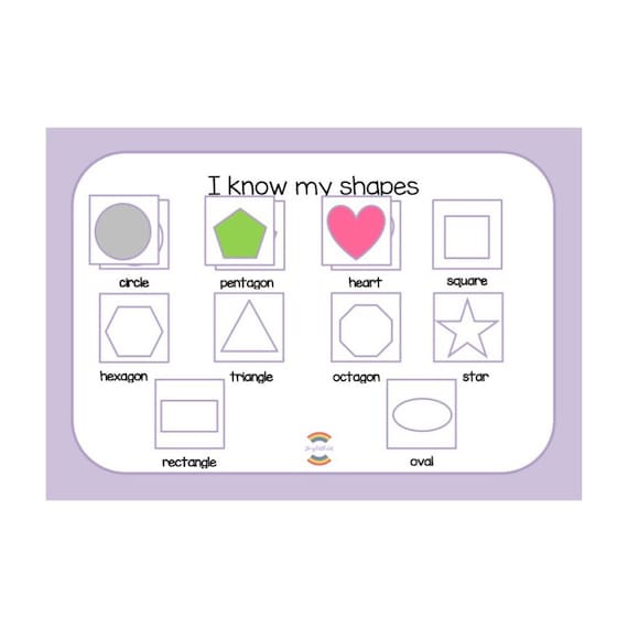 I Know My Shapes Labelled Learning Mat Velcro Reusable - Etsy Australia