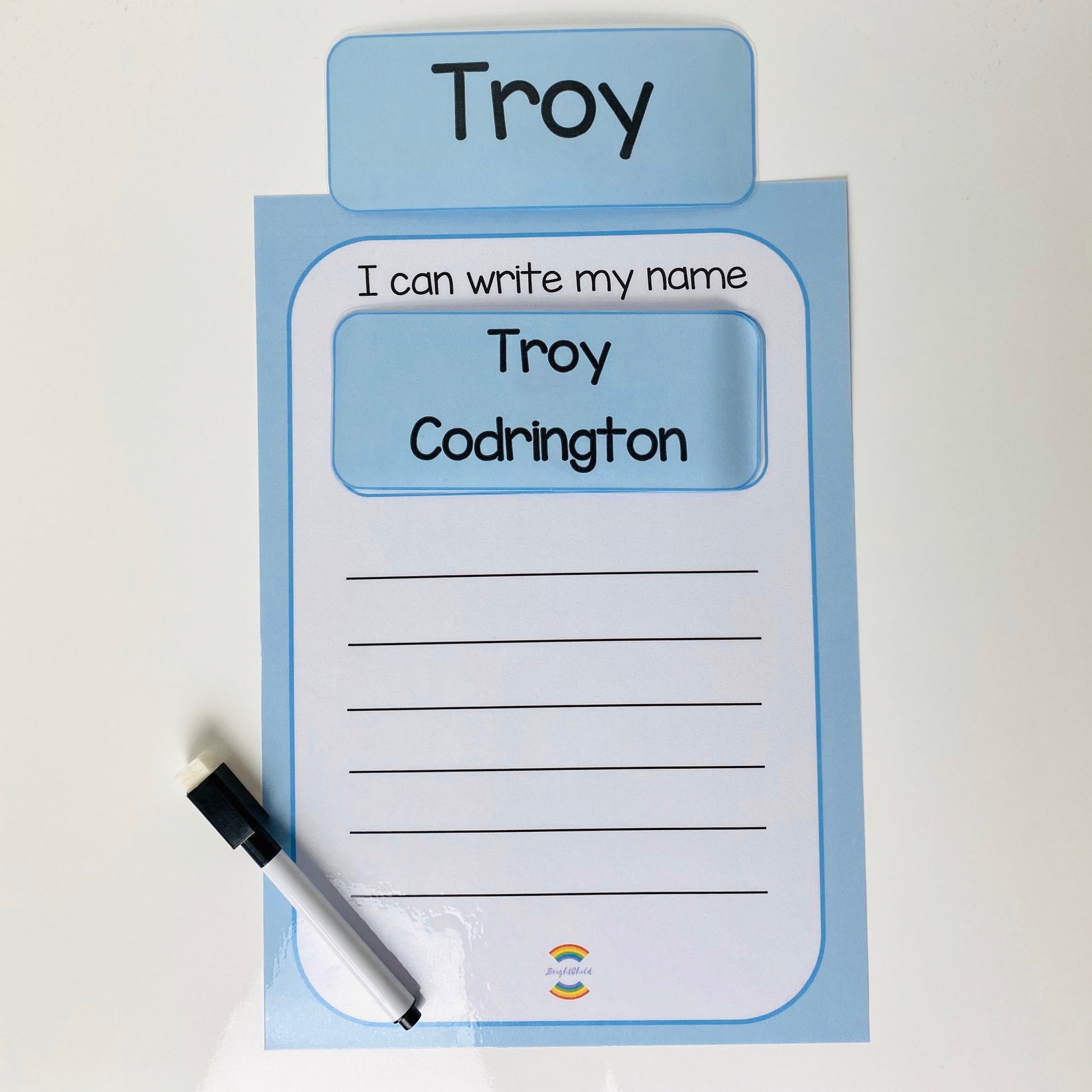 I Can Write My Name Personalised Learning Mat Detachable Velcro Name ...