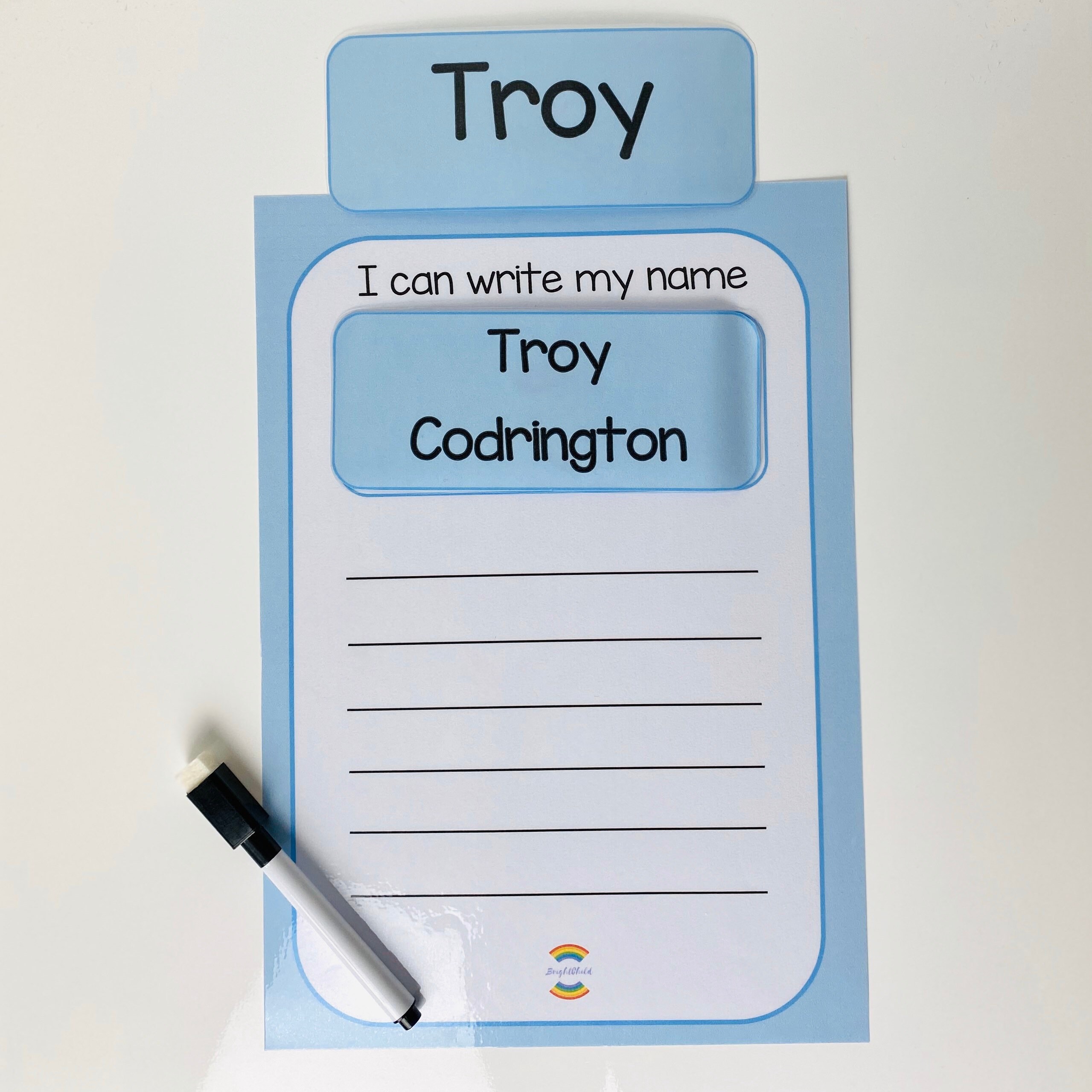 I Can Write My Name Personalised Learning Mat Detachable Velcro Name ...