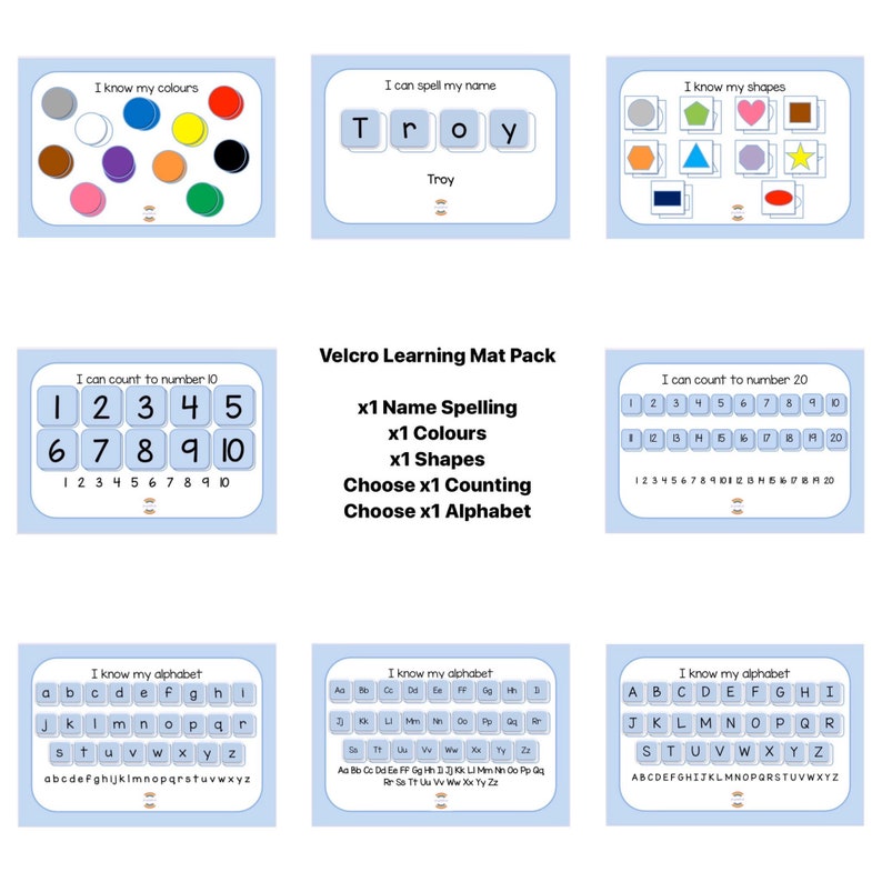 Learning Mat Pack Velcro 5 Learning Mats - Etsy
