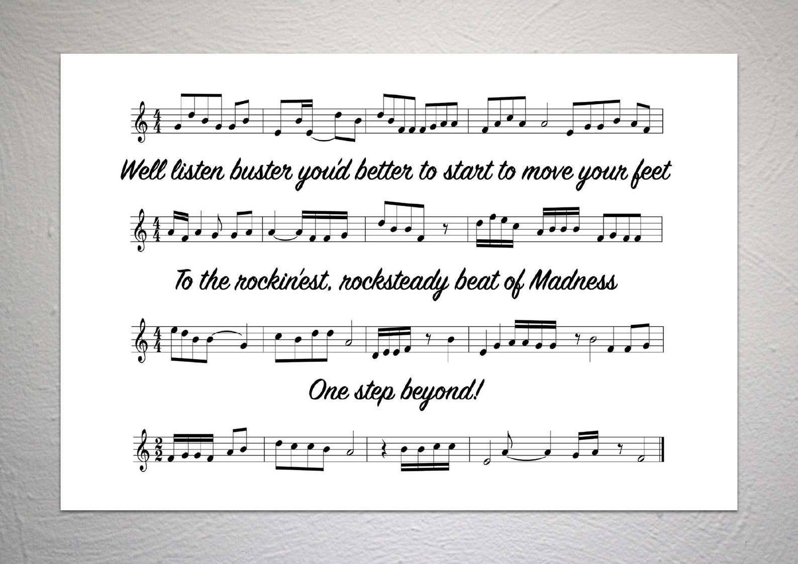 Madness One Step Beyond Song Sheet Lyric Art Print A4 | Etsy