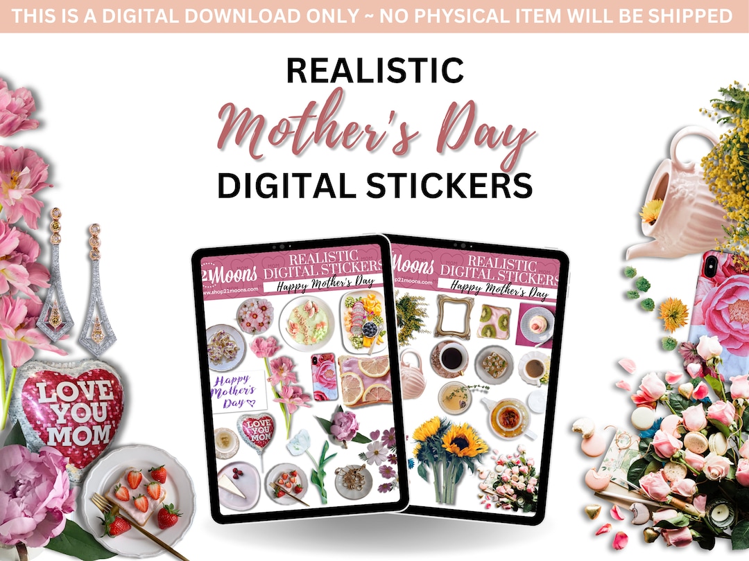 Mother's Day - Realistic Digital Stickers - Digital Planner Stickers ...