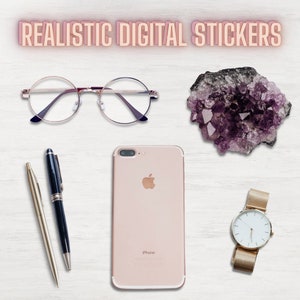 Realistic Digital Stickers - Digital Planner Stickers - Digital Mock up ...