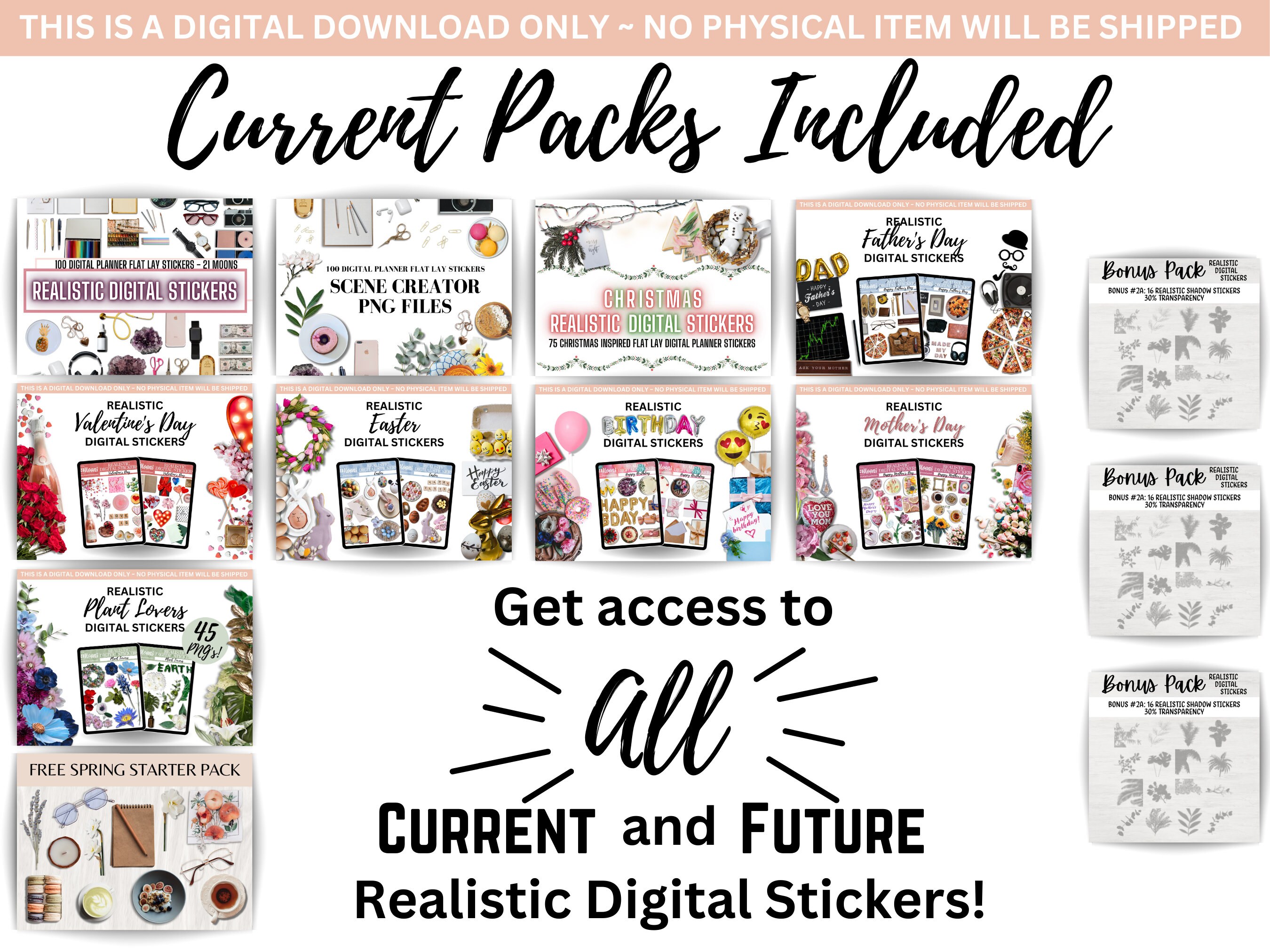 Ultimate Bundle - All Access Realistic Digital Stickers - Digital ...