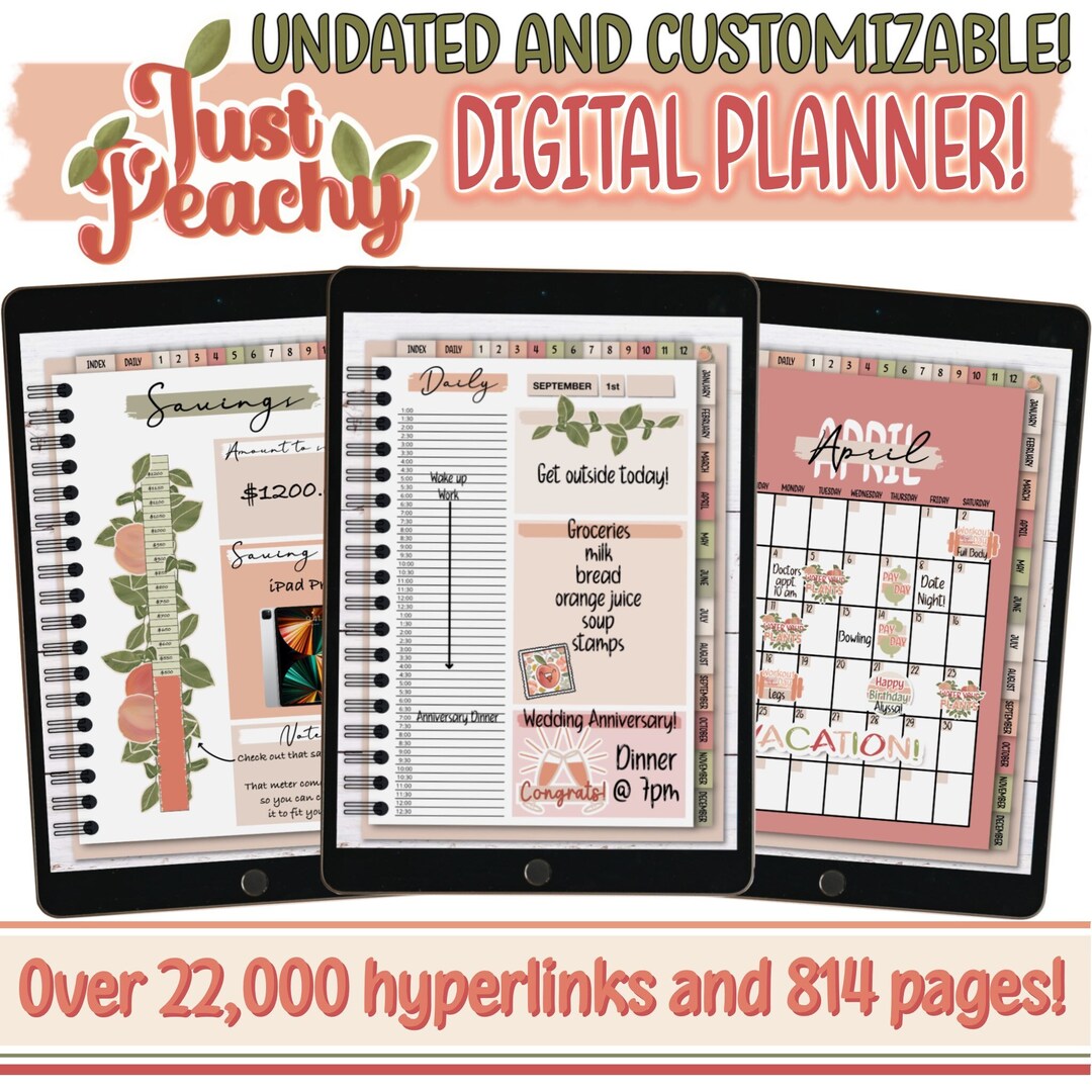 Digital Planner - Digital Download Just Peachy - Good Notes PDF - Peach ...