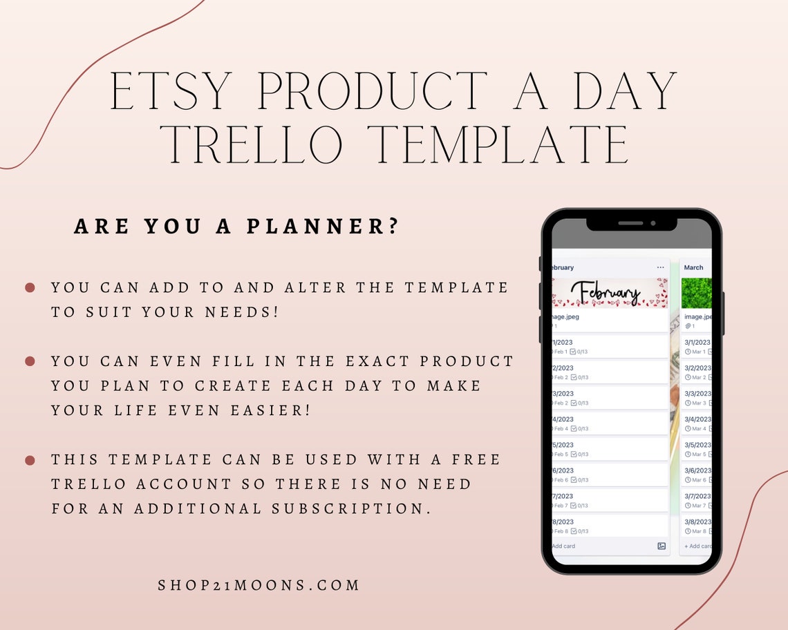 Trello Template - Etsy Product Launch Template - Product a Day Etsy ...