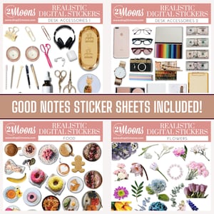 Realistic Digital Stickers - Digital Planner Stickers - Digital Mock up ...