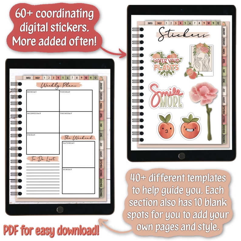 Digital Planner Digital Download Just Peachy Good Notes - Etsy