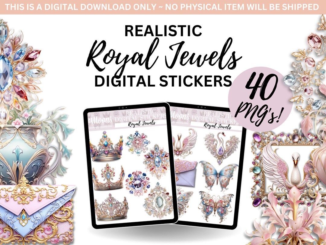 Royal Jewels Digital Stickers - Realistic Digital Stickers - Digital ...
