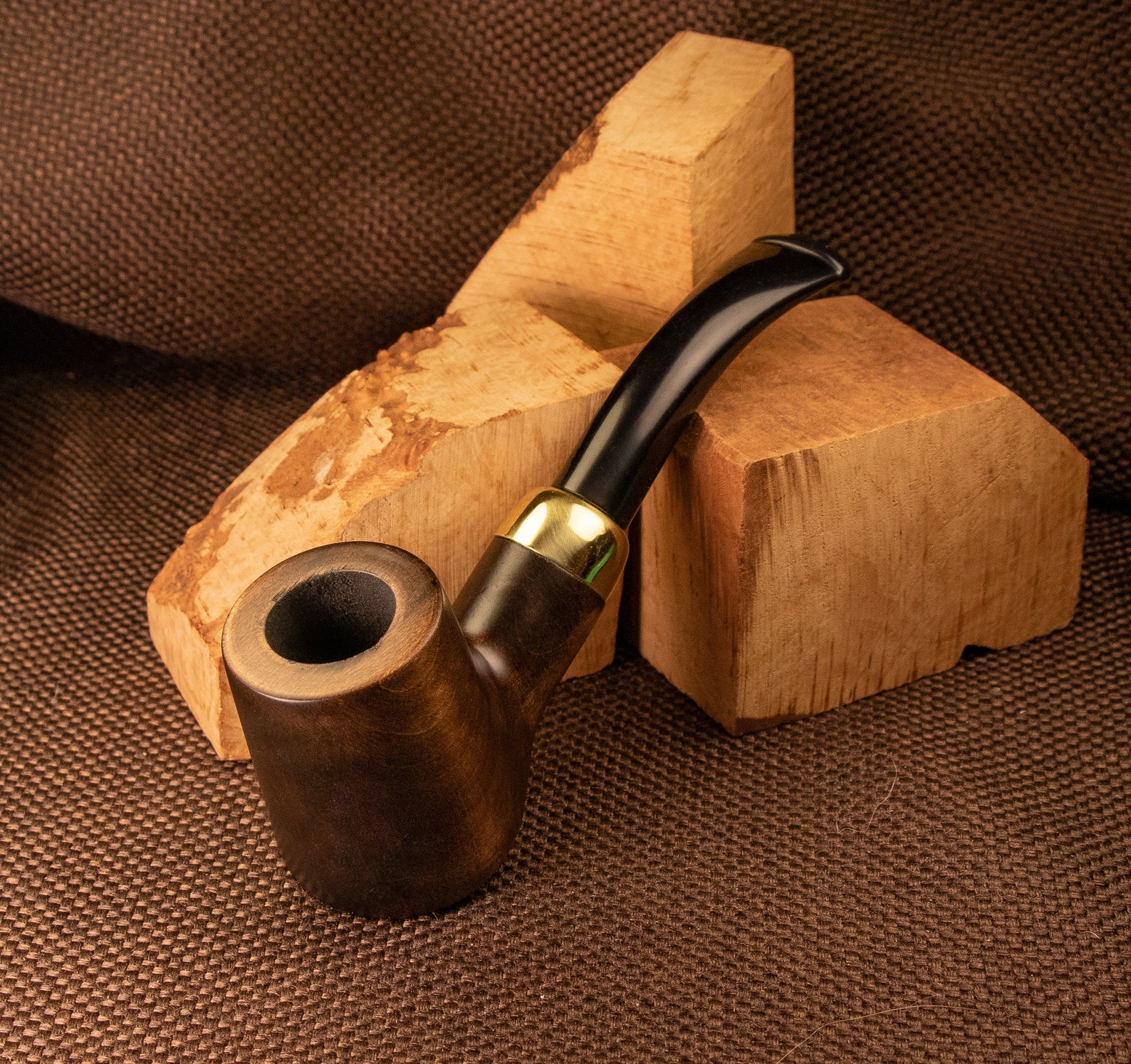 Smoking Pipe Made of Maple Tree With Brass Ring and Acrylic Stem for ...