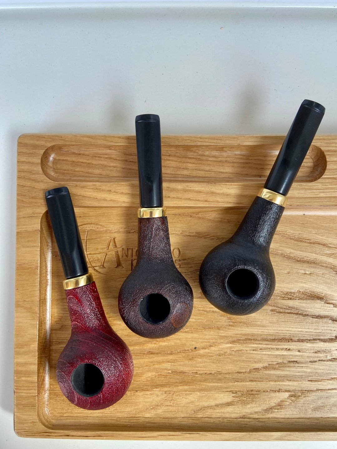 Small Smoking Pipe, Made of Maple Tree With Brass Ring and Acrylic Stem ...