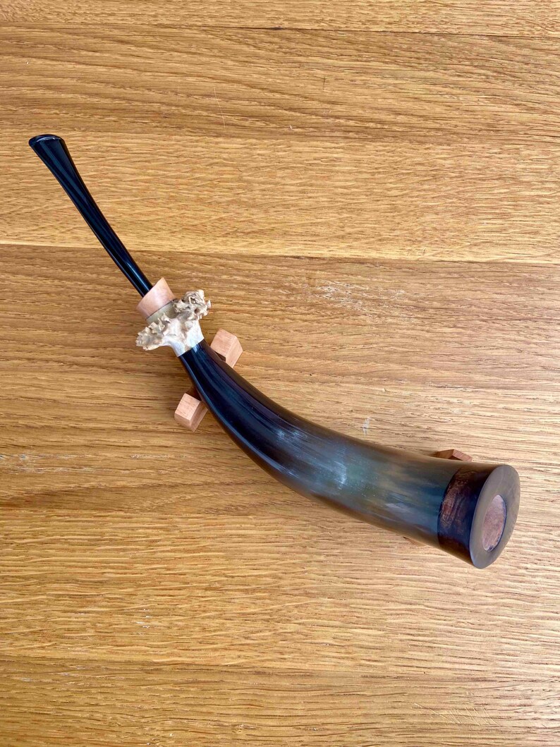 Smoking Pipe of a Bull's Horn Exclusive Pipe With Ebonite Stem Hand ...