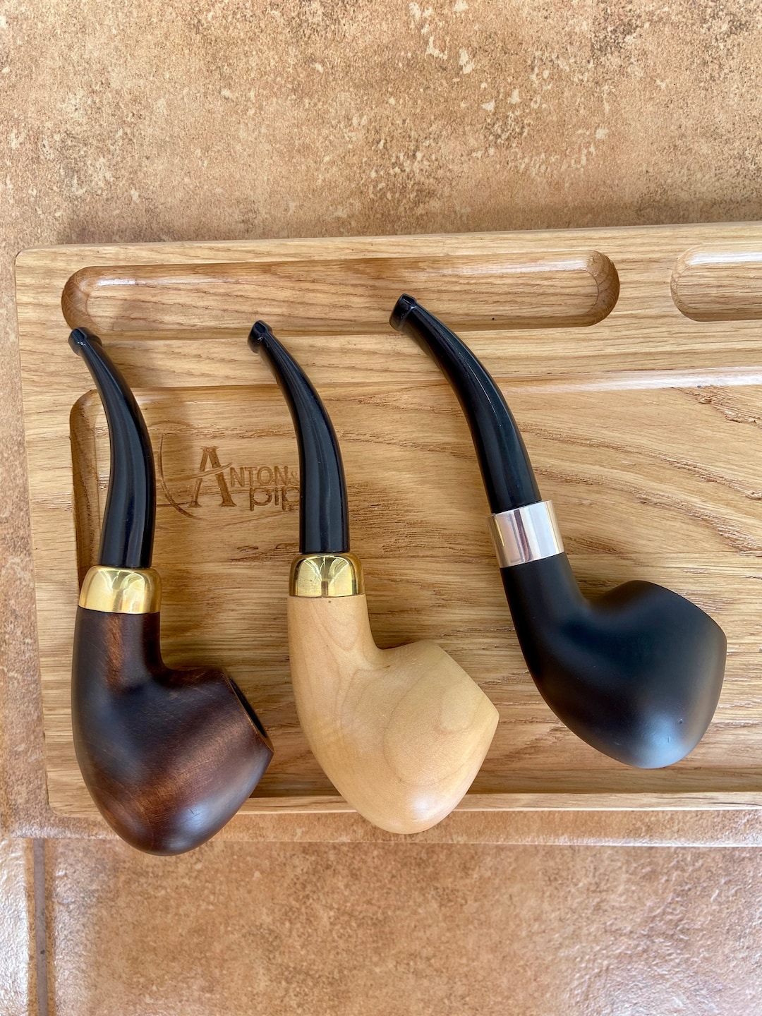 Smoking Pipe Made of Maple Tree With Brass Ring and Acrylic Stem for ...