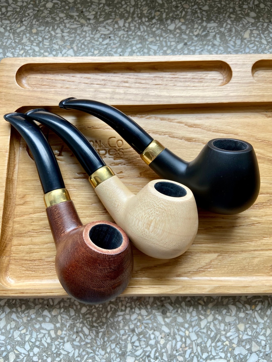 Smoking Pipe Made of Maple Tree With Brass Ring and Acrylic Stem for ...