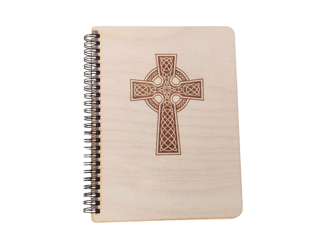Wooden Notebook With a Cross on the Front Laser Cut and Engraved With ...