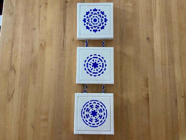 Vetical Wall Hanging With Pattern Tiles Ceramic Wall Art Set - Etsy