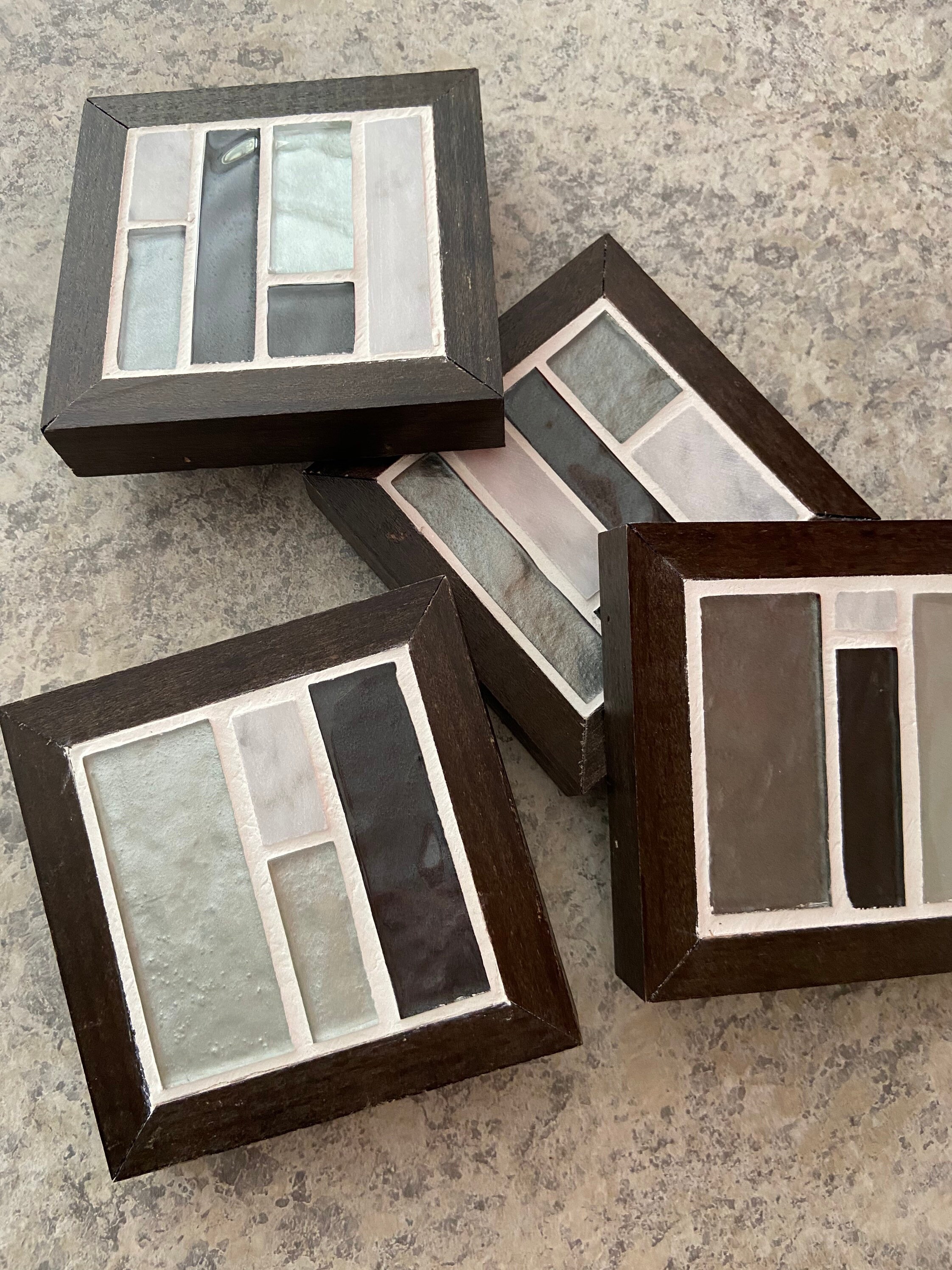 Glass Tile Coaster Set Ceramic Drink Coasters Beverage | Etsy