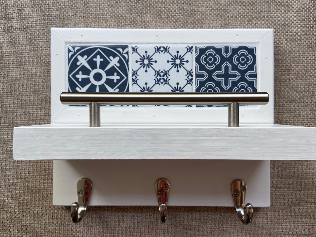 Shelf With Key Hooks, Entryway Organizer, Floating Kitchen Shelf With ...