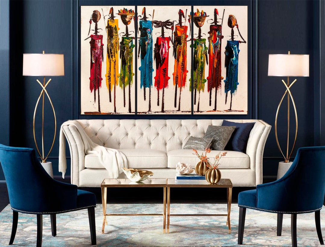 African Wall Art Colorful African Canvas Print Masai Gift Set for ...