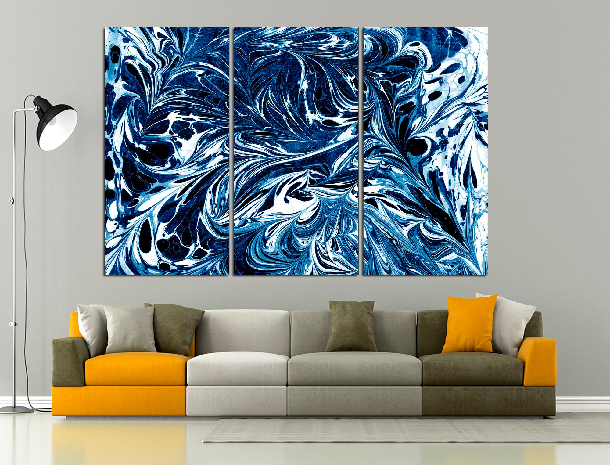 Amazing Dark Blue Abstract Art Blue Black White Abstract Print - Etsy