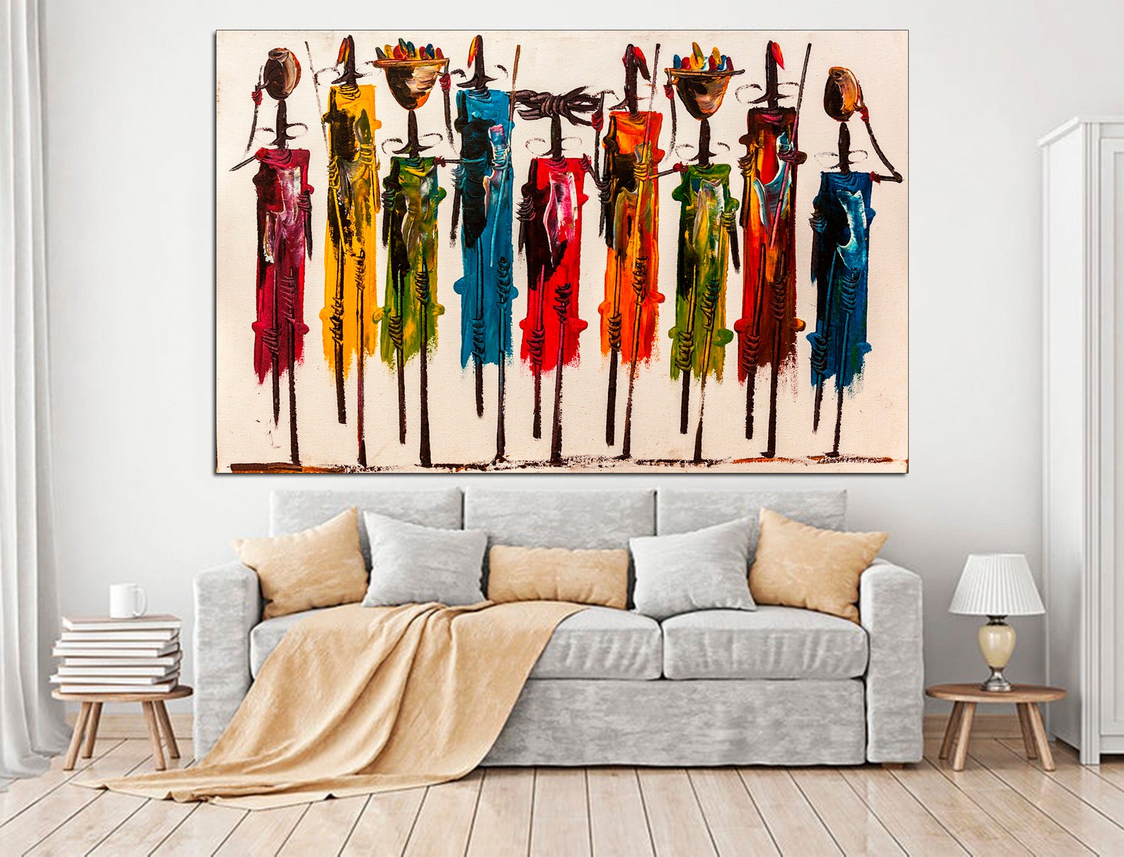 African Wall Art Colorful African Canvas Print Masai T Set Etsy